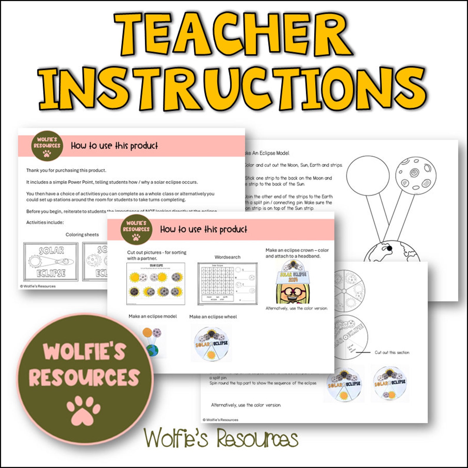 Solar Eclipse Activities Crafts and Power Point for Kindergarten & 1st ...