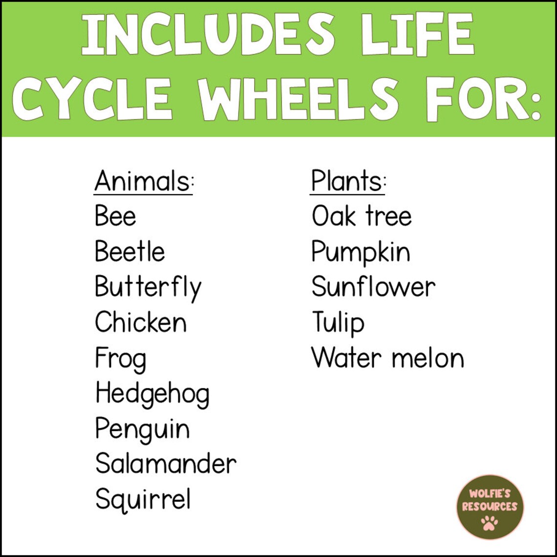 Life Cycle Wheels | 14 Life Cycle Wheels - Etsy