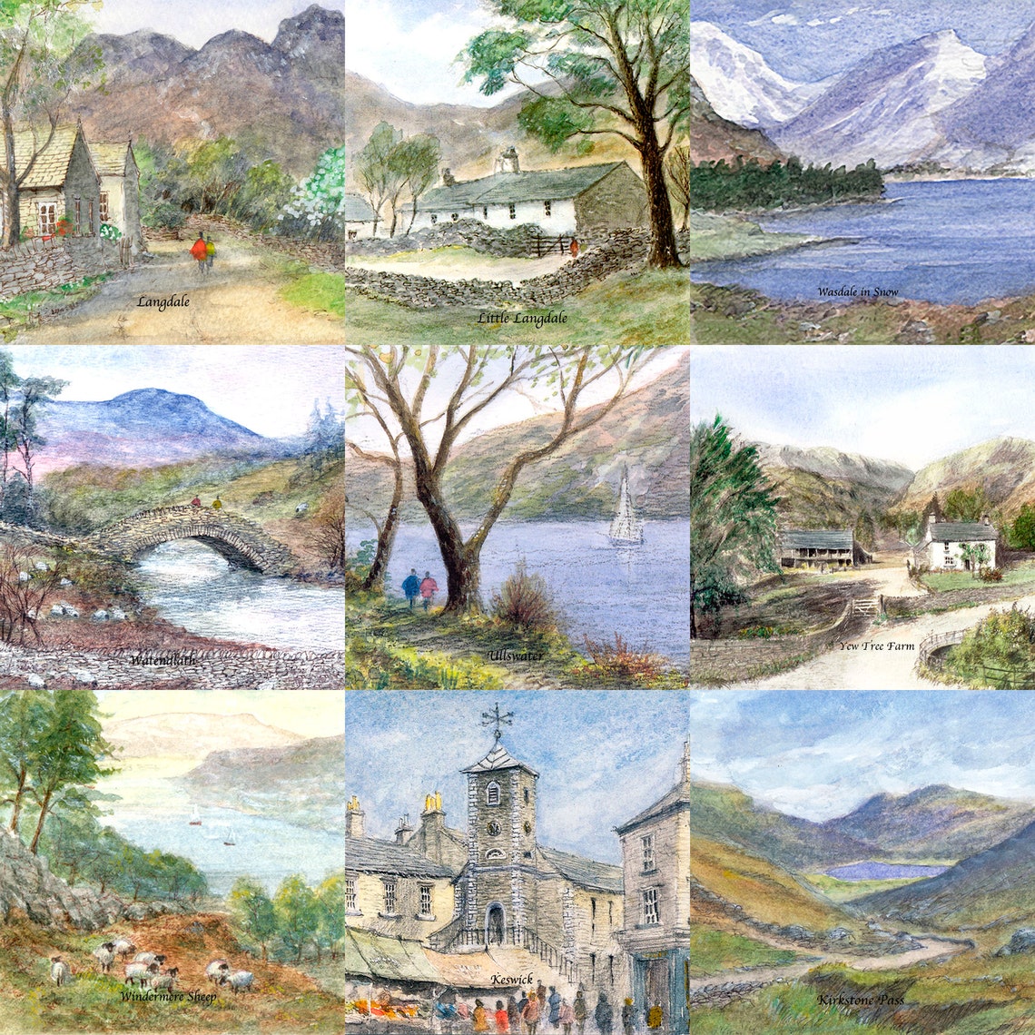 Watercolour Prints of Lake District Watercolours by Whitby | Etsy UK