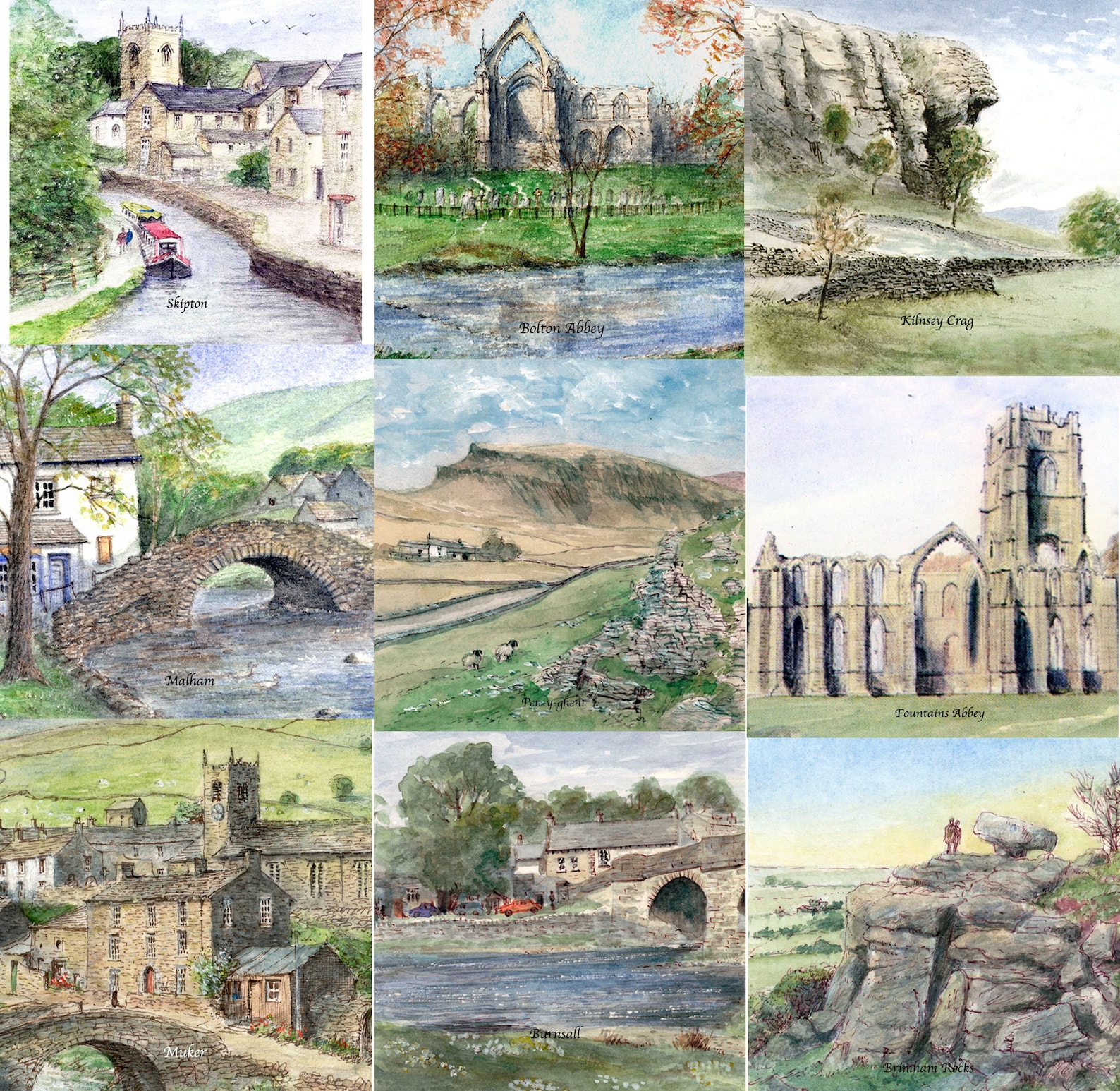 Yorkshire Dales Watercolour Framed and Mounted Prints by Whitby Artist ...