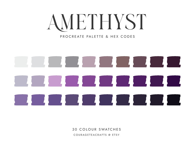 Procreate Colour Palette & HEX Codes Amethyst Crystal Purple - Etsy