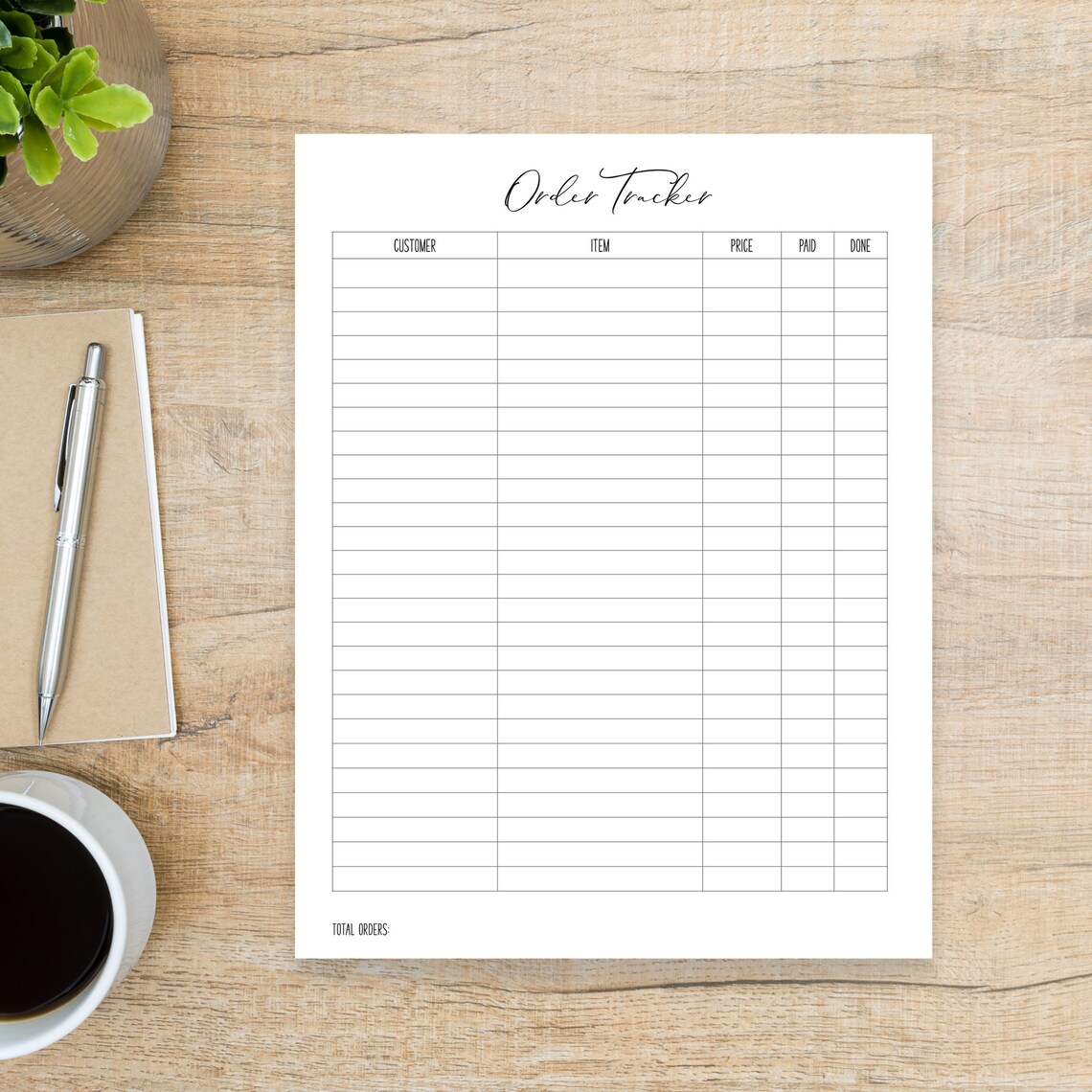 Printable Order Tracker, Printable Tracker, Vertical Order Tracker ...