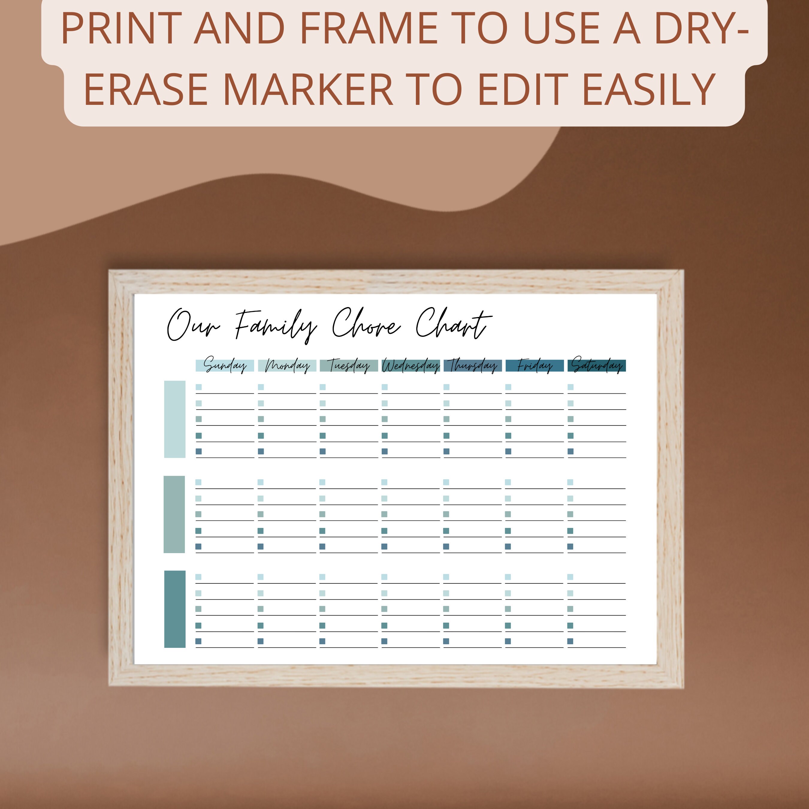Three Person Chore Chart, Printable Chore Chart, Family Chore Chart ...