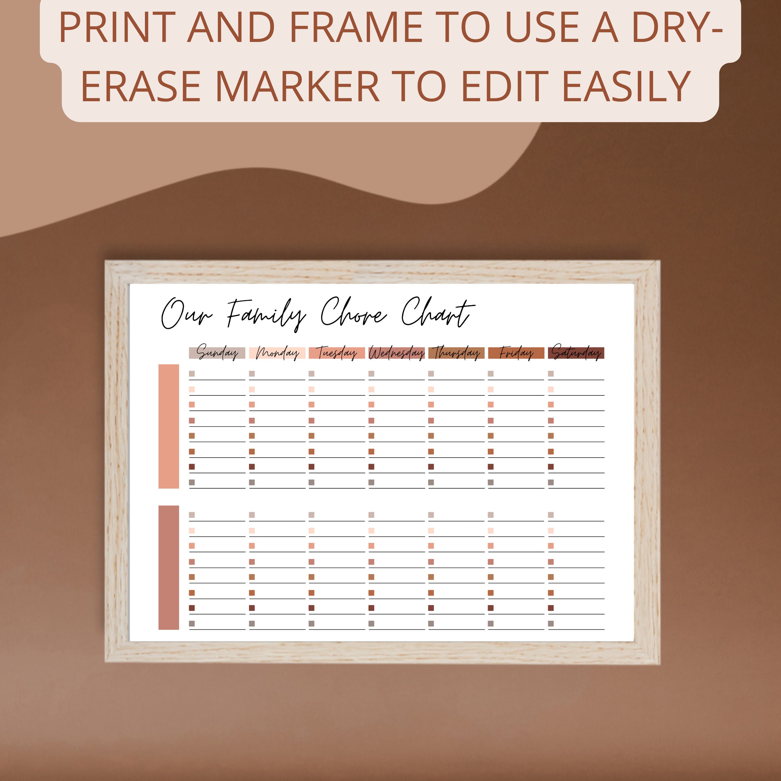 Two Person Chore Chart, Printable Chore Chart, Family Chore Chart ...