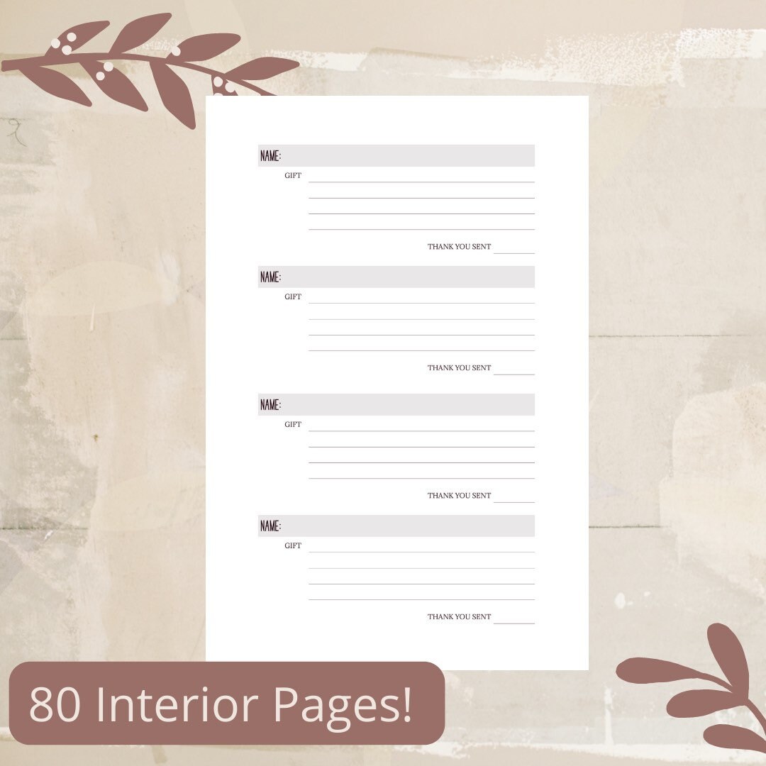 Spiral-bound Floral Mrs Gift Log, Wedding Gift Log, Wedding Gift ...