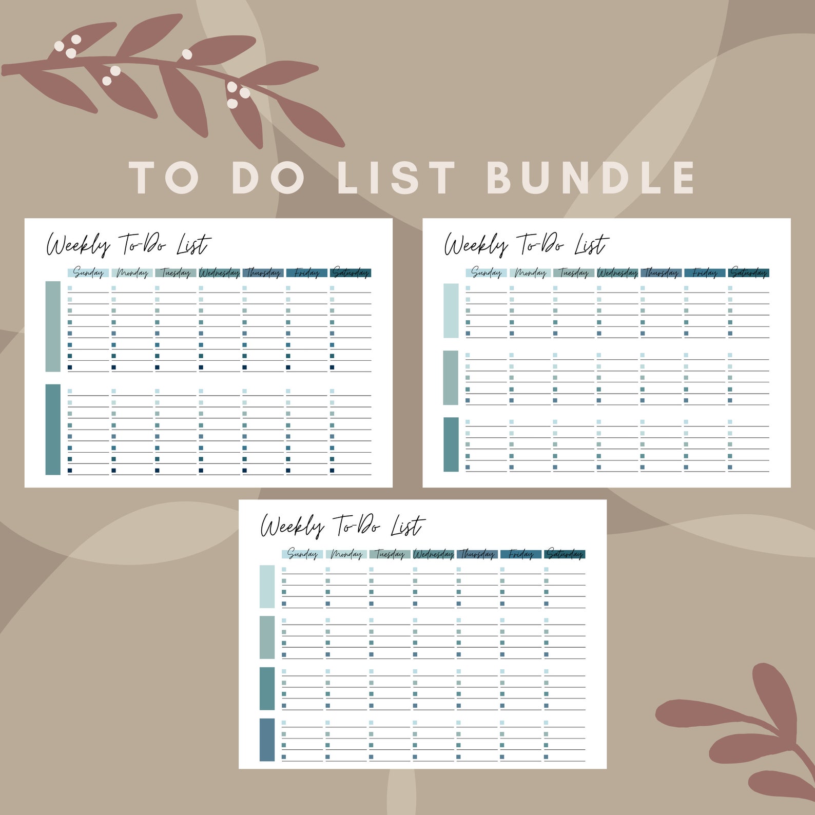 Printable Weekly To-do List Bundle Weekly To-do List To-do | Etsy