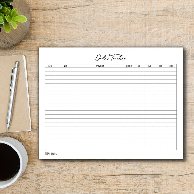 Printable Order Tracker, Printable Tracker, Order Tracker, Order ...