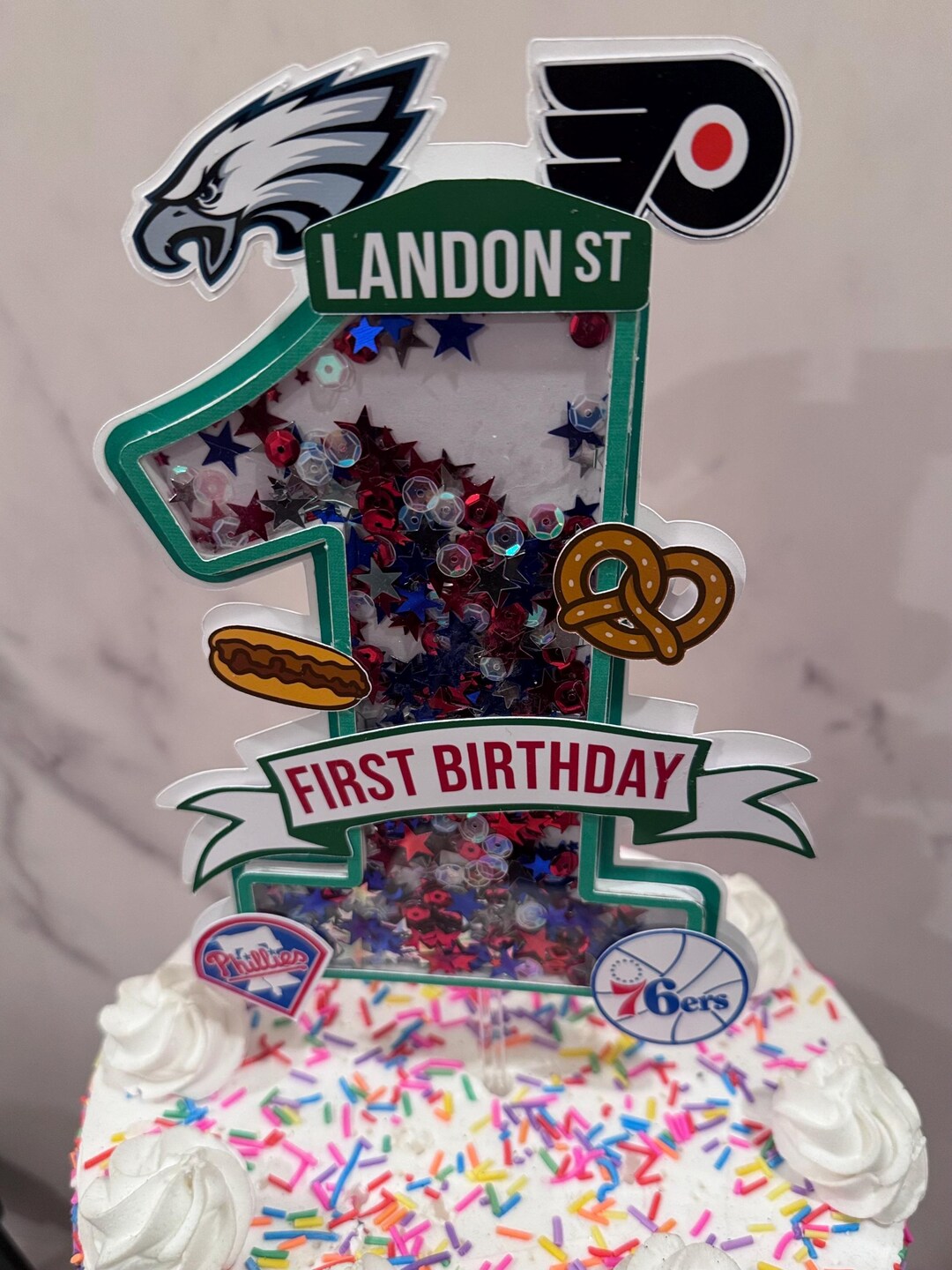 Philadelphia Sports First Birthday Cake Topper: Custom Street Sign ...