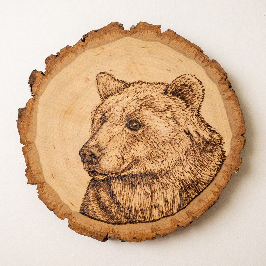 Wood-burned Bear Portrait- Wall Decor- Cottagecore- Nursery- Gifts for ...