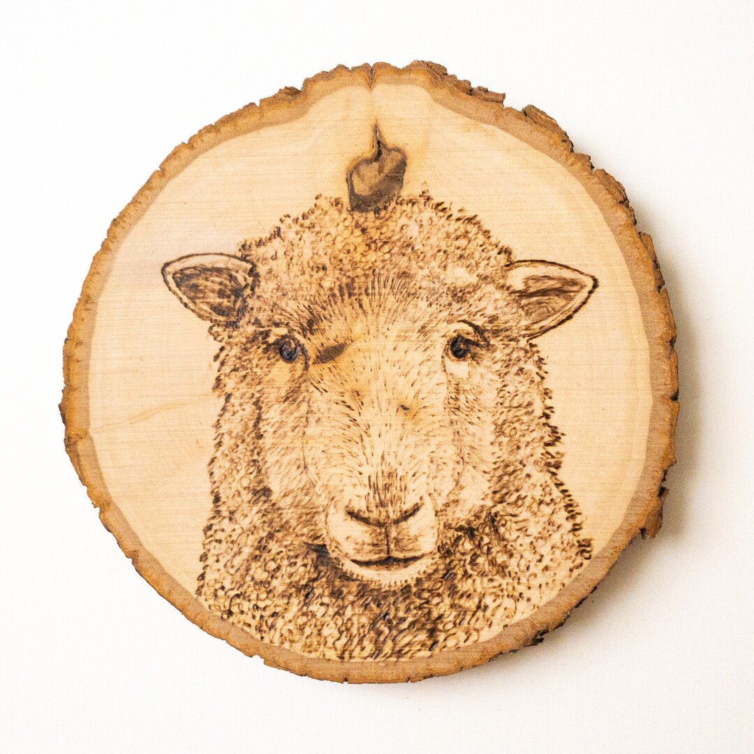 Wood-burned Sheep Portrait Wall Decor Cottagecore Nursery Gifts for Her ...