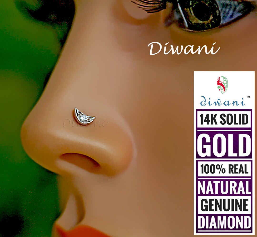 Handmade Handcrafted Diwani Natural I Diamond Moon Shape Nose Lip ...