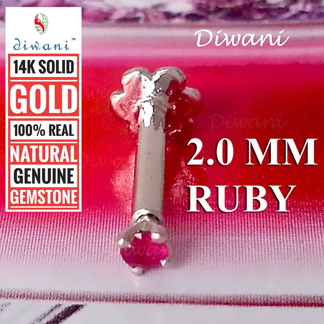 Diwani 2.0mm Natural Ruby Indian Wedding Nose Lip Labret Piercing Ring ...