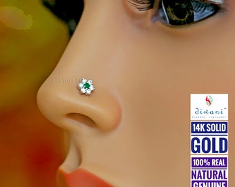 18 Gauge Emerald Nose Ring - Etsy