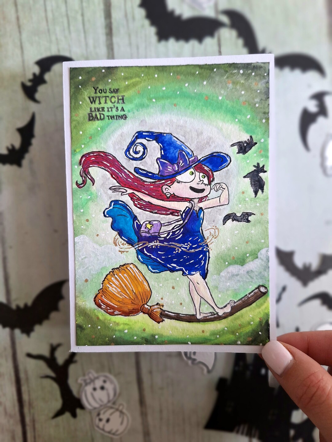 Halloween Card Hilarious Witch 'wild and Free' - Etsy