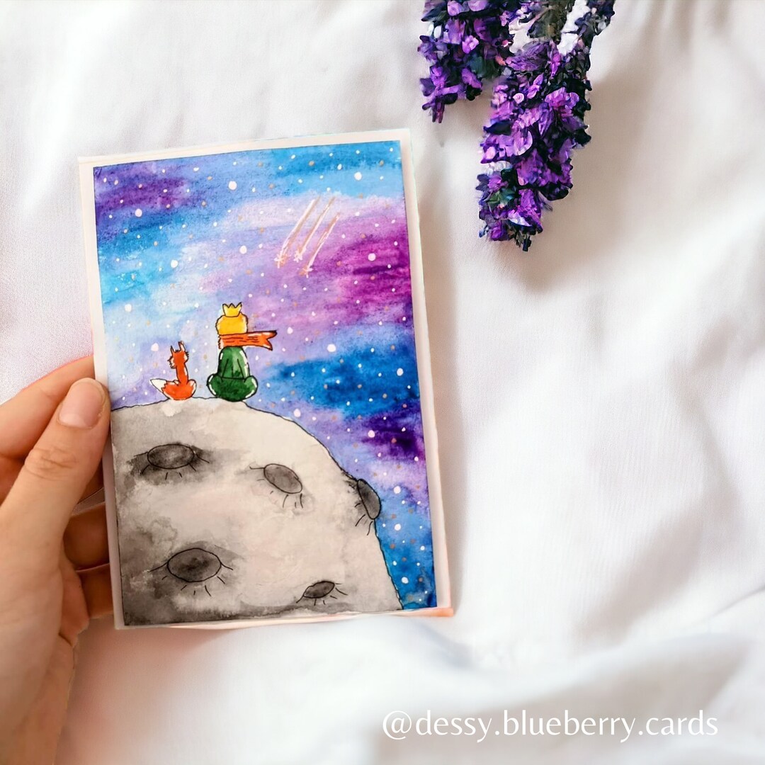Hand-painted the Little Prince Card, Beautiful Artwork, Ideal for ...