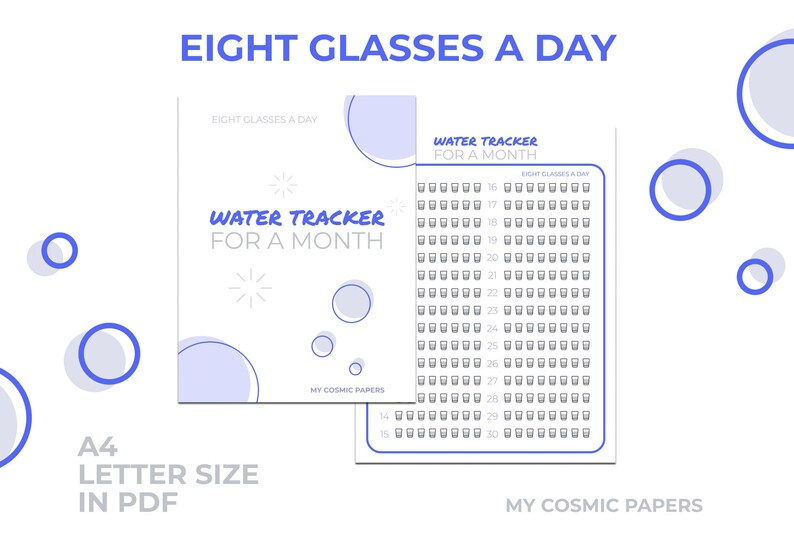 Printable hydration tracker for a month | Etsy