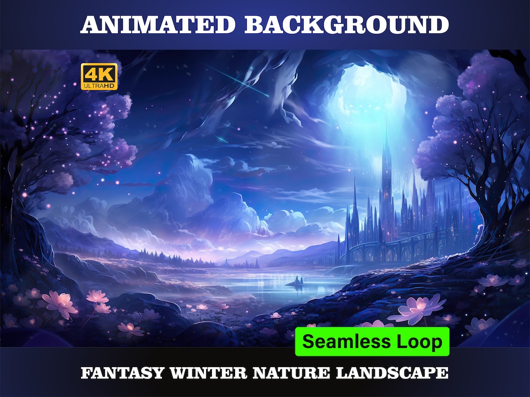 ANIMATED BACKGROUND | Northern Lights Over Mystical Icy Forest With ...