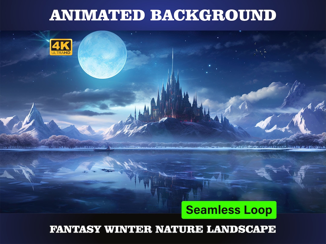 ANIMATED BACKGROUND | Majestic Ice Castle Bathed in Moonlight ...