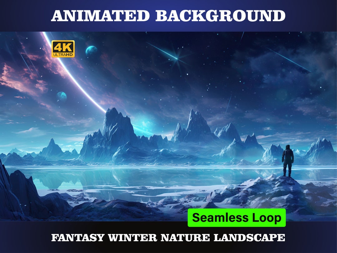 ANIMATED BACKGROUND | Lone Observer on Frosty Cliff Overlooking Winter ...