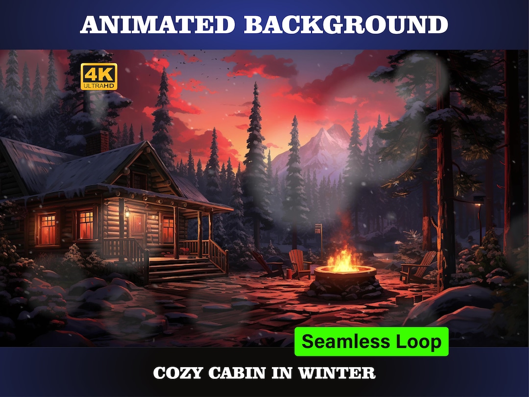 ANIMATED BACKGROND | Snowy Retreat: Secluded Cabin With Pine Tree ...