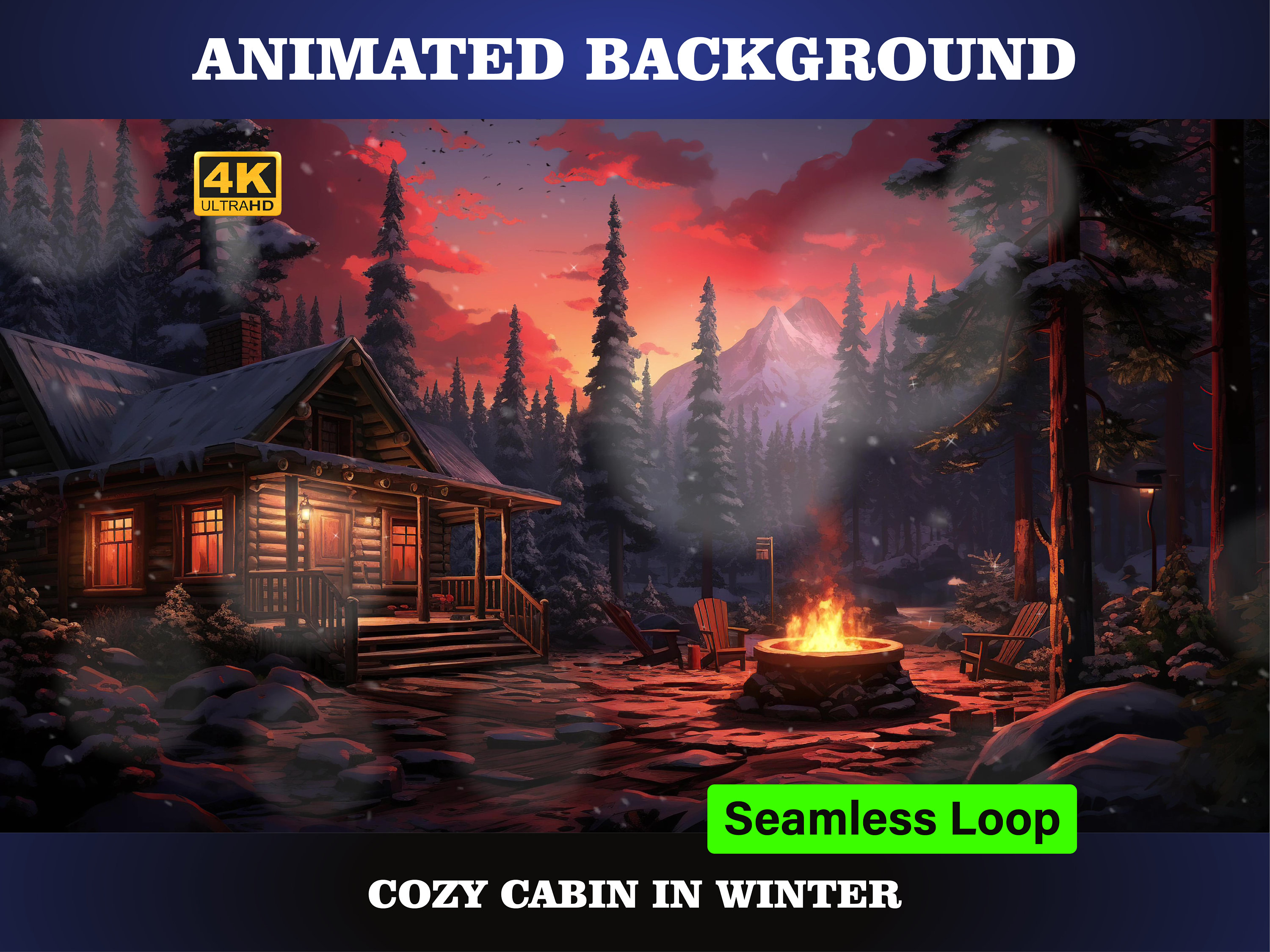 ANIMATED BACKGROND | Snowy Retreat: Secluded Cabin With Pine Tree ...