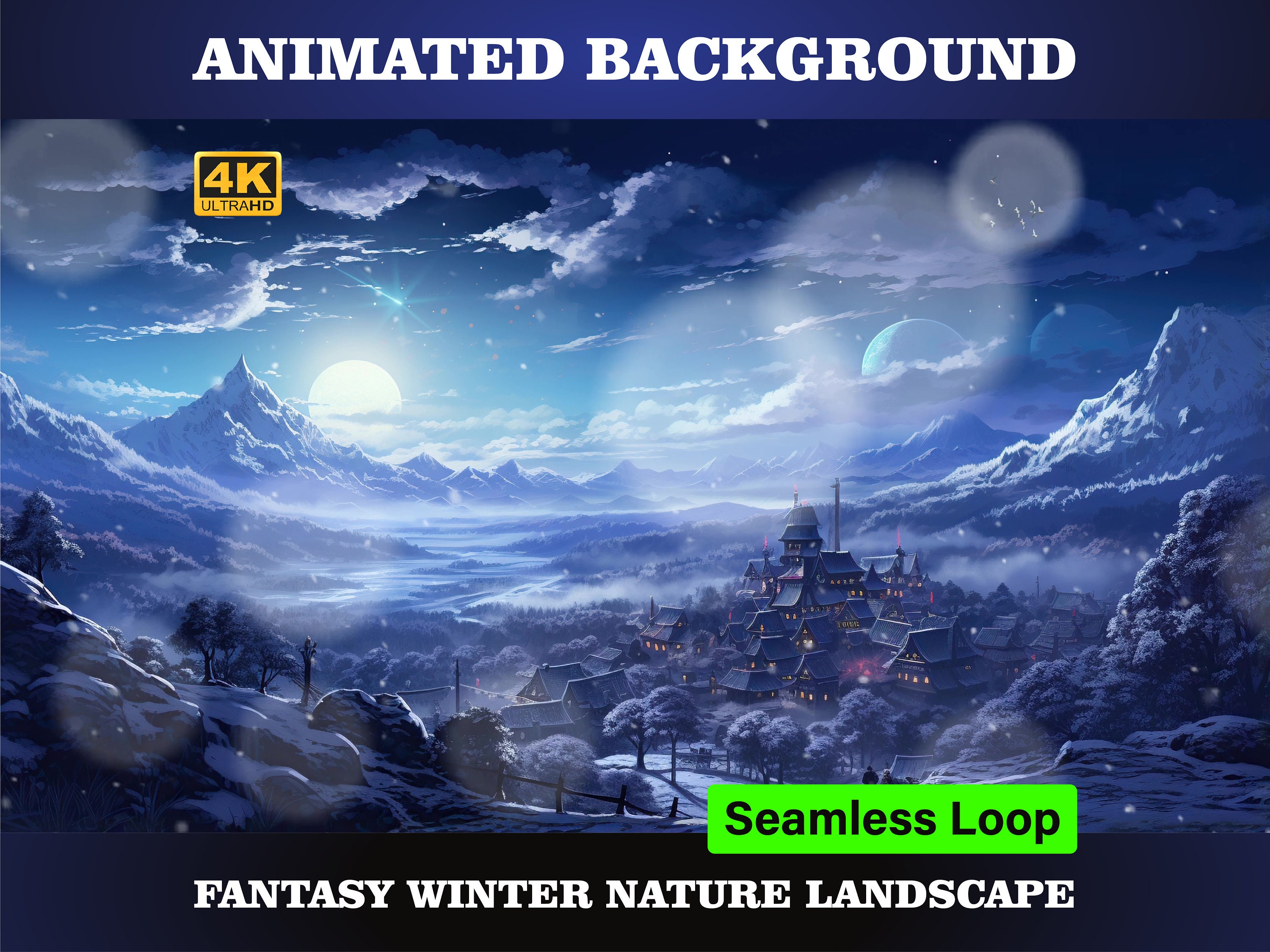 ANIMATED BACKGROUND | Charming Winter Village Tucked Between Snowy ...