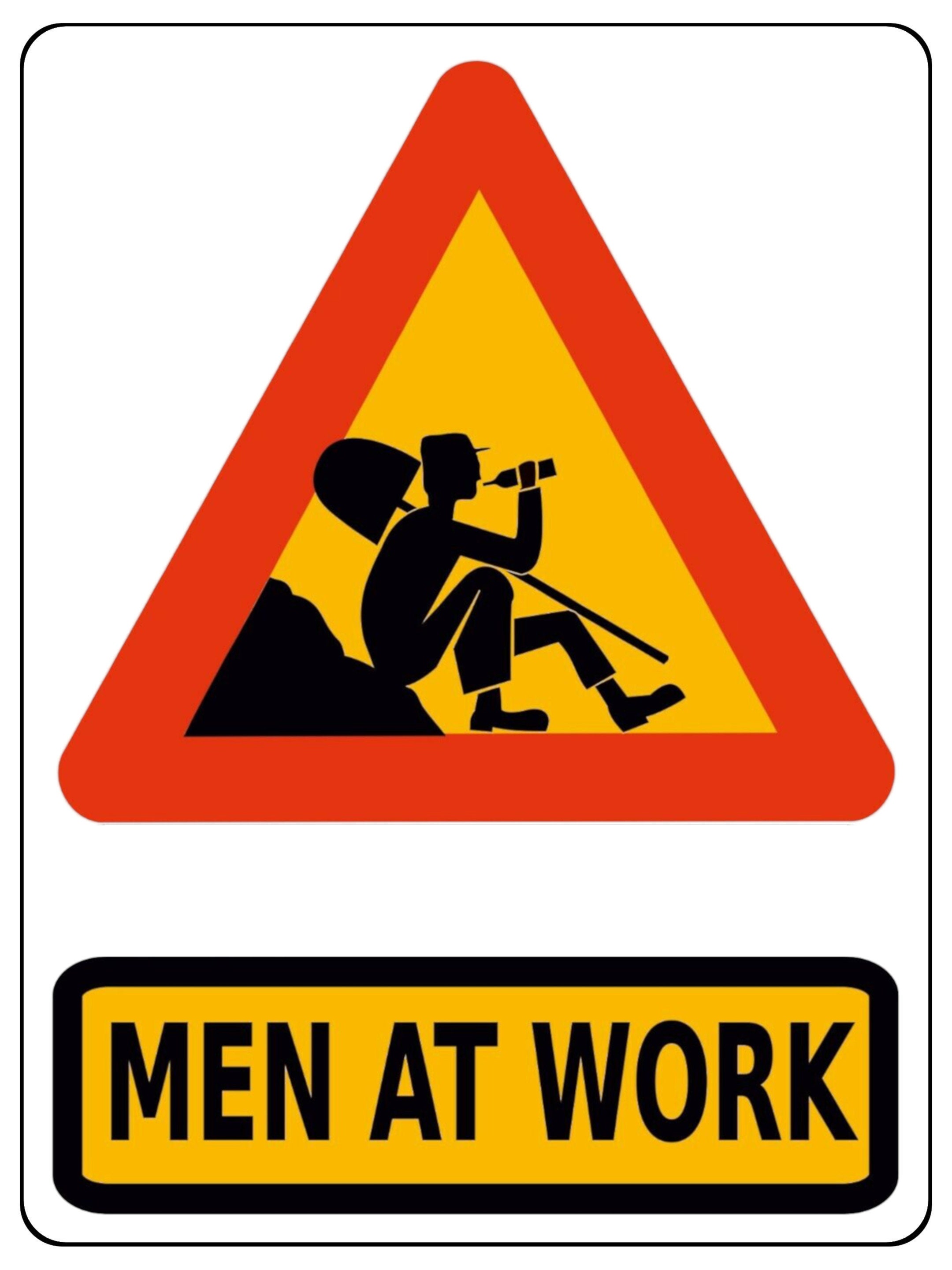 1158 MEN AT WORK Funny Joke Metal Aluminium Plaque Sign Alcohol House ...