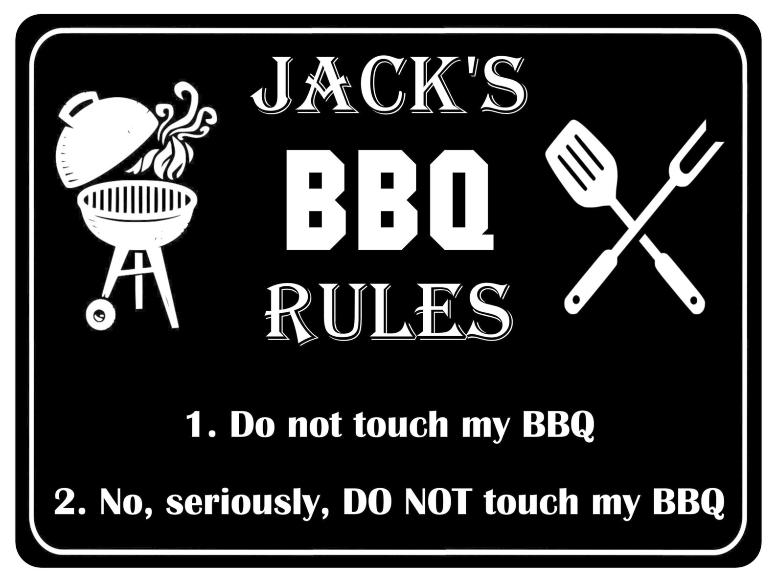 1005 Custom Personalised Name's BBQ RULES Metal Aluminium - Etsy UK