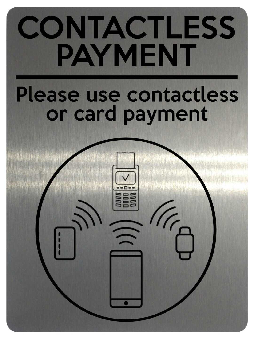 1594 CONTACTLESS PAYMENT Metal Aluminium Plaque Sign Shop Bar ...