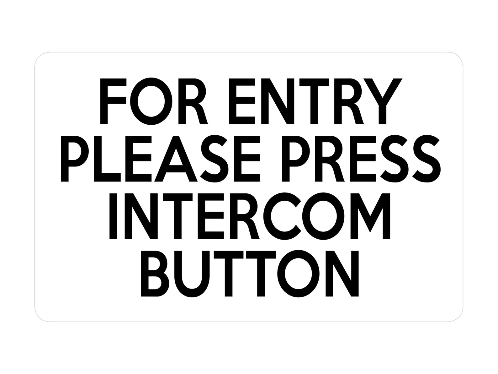 P047 for Entry Please Press INTERCOM BUTTON Door Plastic PVC Plaque ...