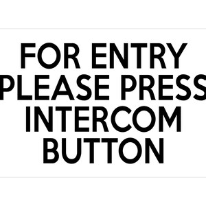 P047 for Entry Please Press INTERCOM BUTTON Door Plastic PVC Plaque ...