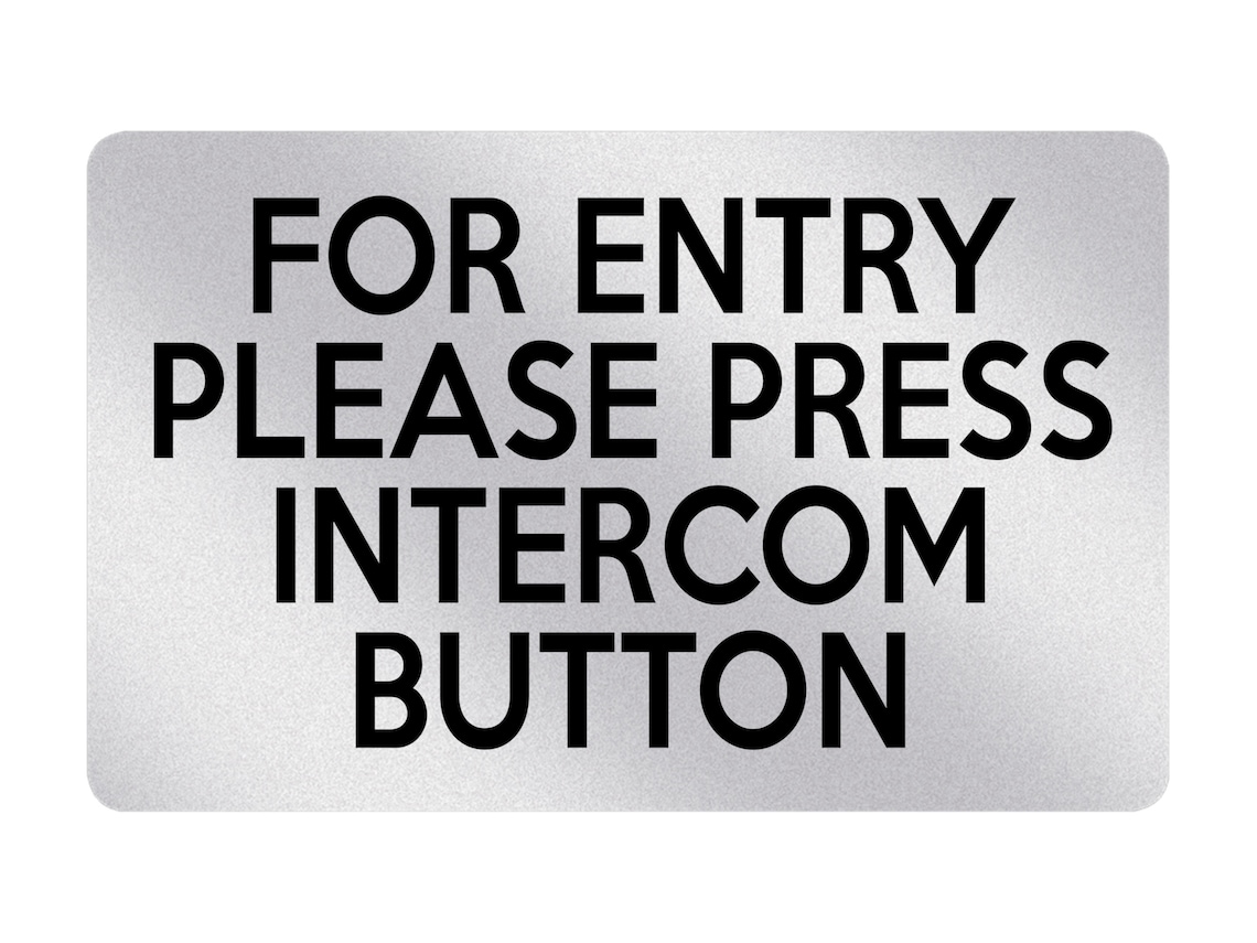 P047 for Entry Please Press INTERCOM BUTTON Door Plastic PVC Plaque ...