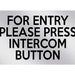 P047 for Entry Please Press INTERCOM BUTTON Door Plastic PVC Plaque ...