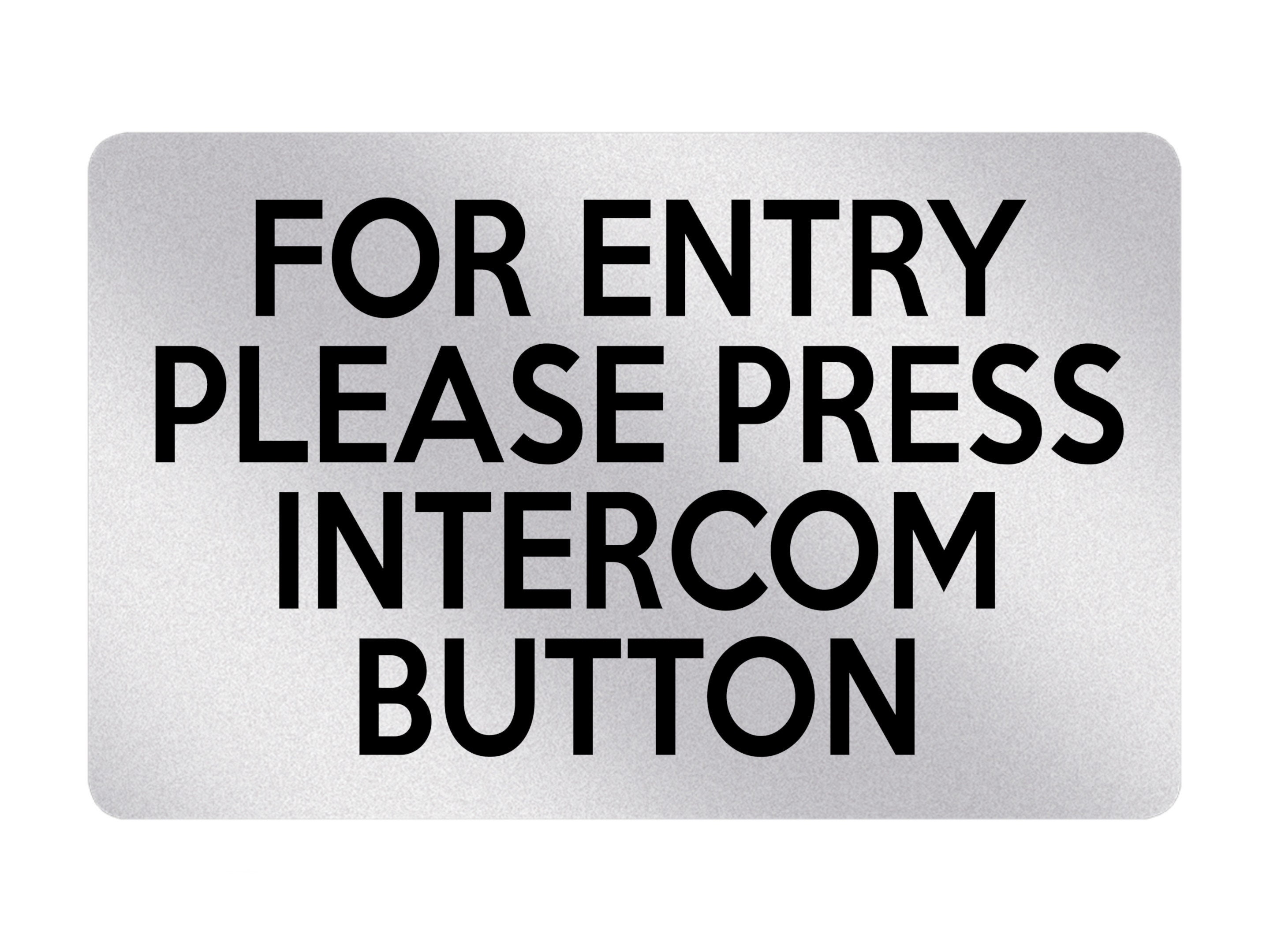 P047 for Entry Please Press INTERCOM BUTTON Door Plastic PVC Plaque ...