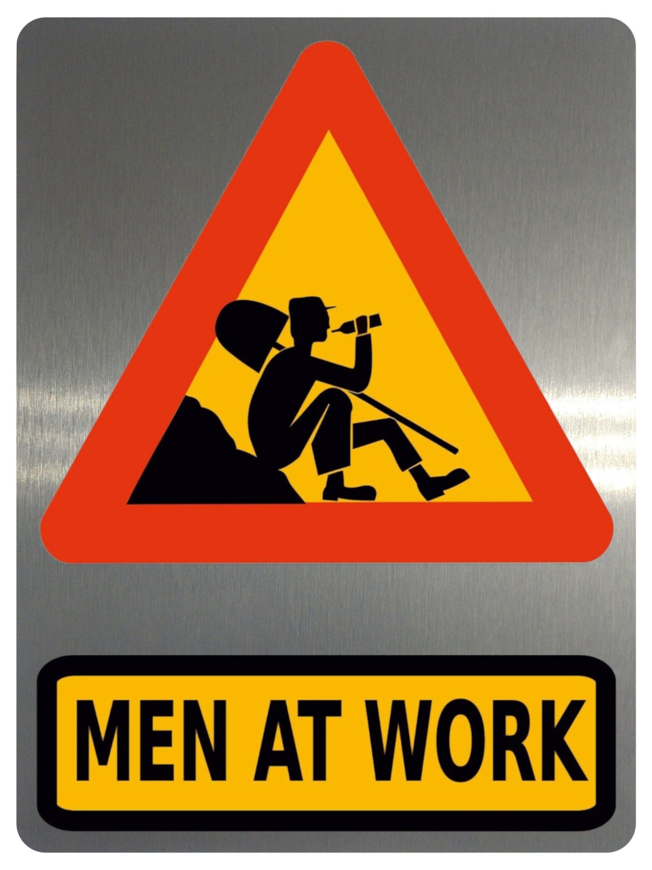 1158 MEN AT WORK Funny Joke Metal Aluminium Plaque Sign Alcohol House ...