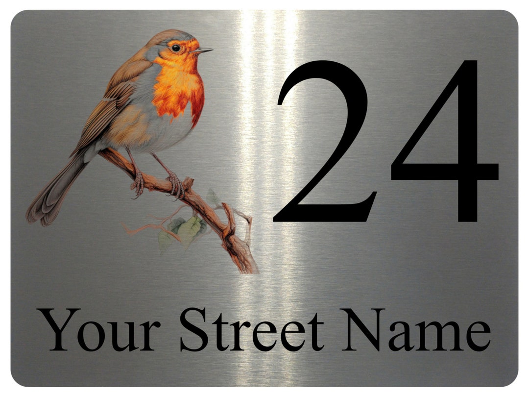 2269 Custom Personalised Address Robin Door Gate Metal Aluminium Sign ...
