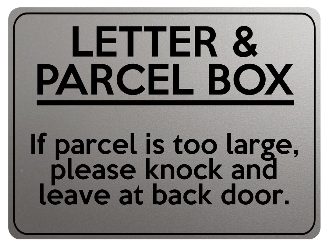 2094 LETTER & PARCEL BOX Please Knock Back Door Metal Aluminium Plaque ...
