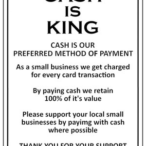 2166 KING OF CASH Preferred Method of Payment Metal Aluminium Plaque ...