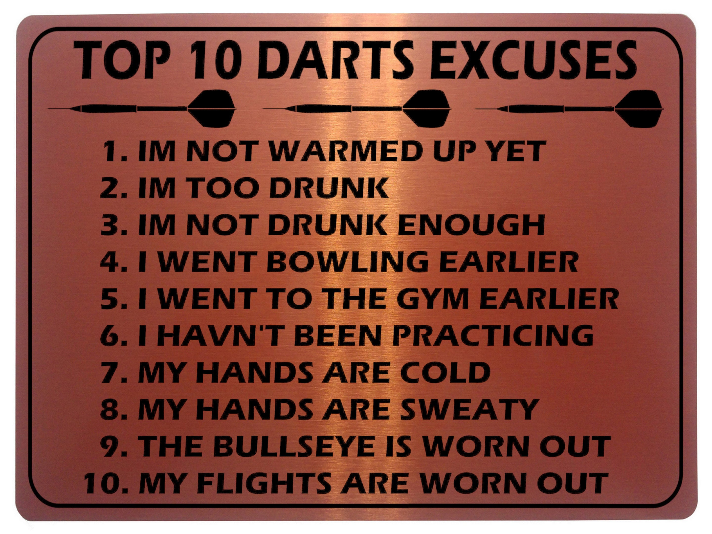 1035 TOP 10 DARTS EXCUSES Funny Metal Aluminium Plaque Sign - Etsy UK