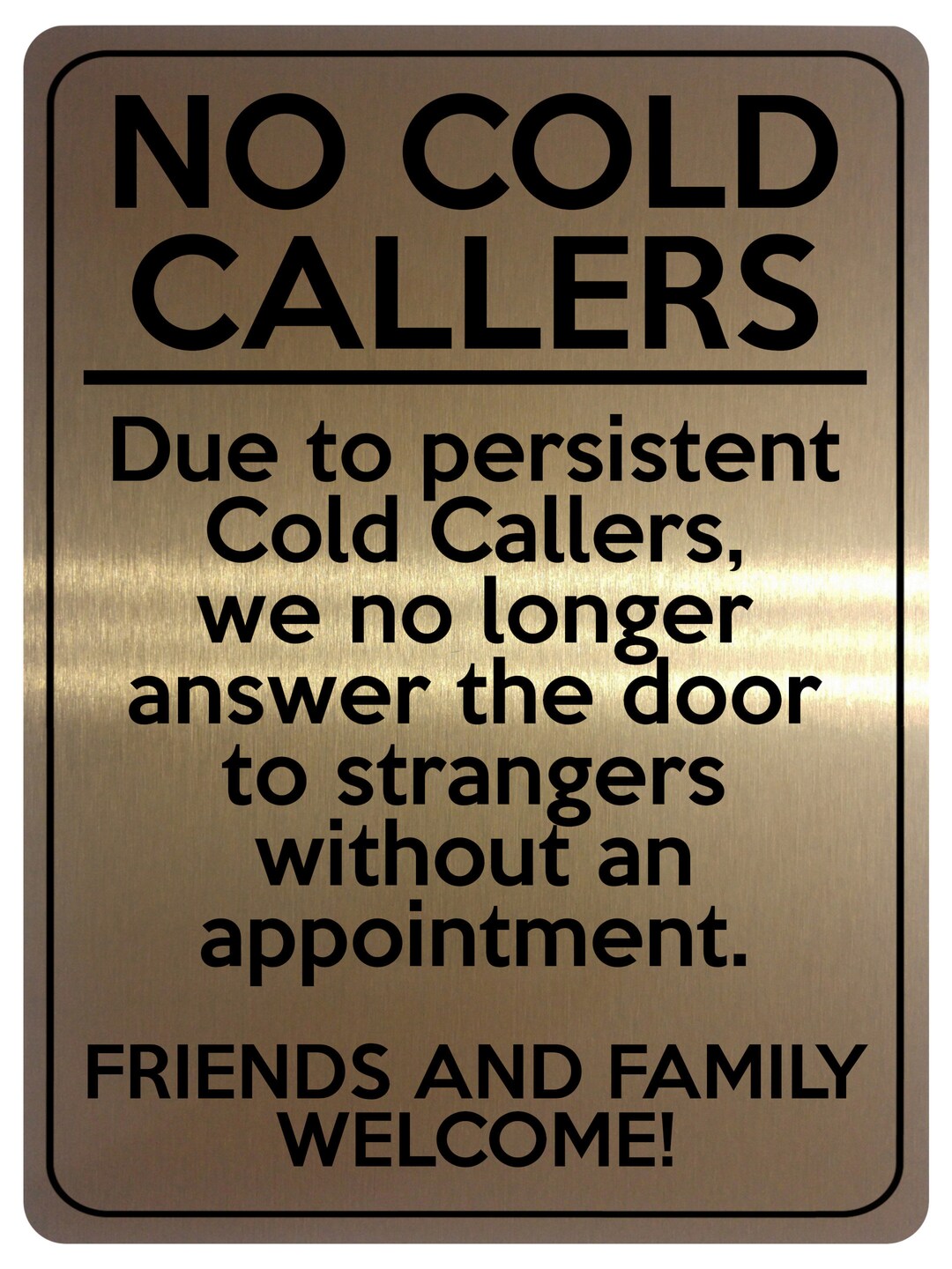 2155 NO COLD CALLERS Funny Door Gate Window Metal Aluminium Plaque Sign ...
