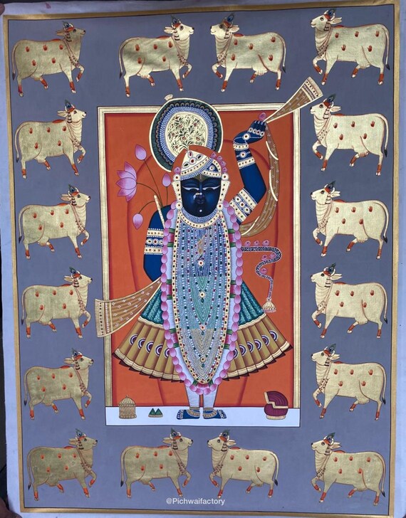 Pichwai Painting Darshan of Shrinathji Real Gold Foil Work - Etsy