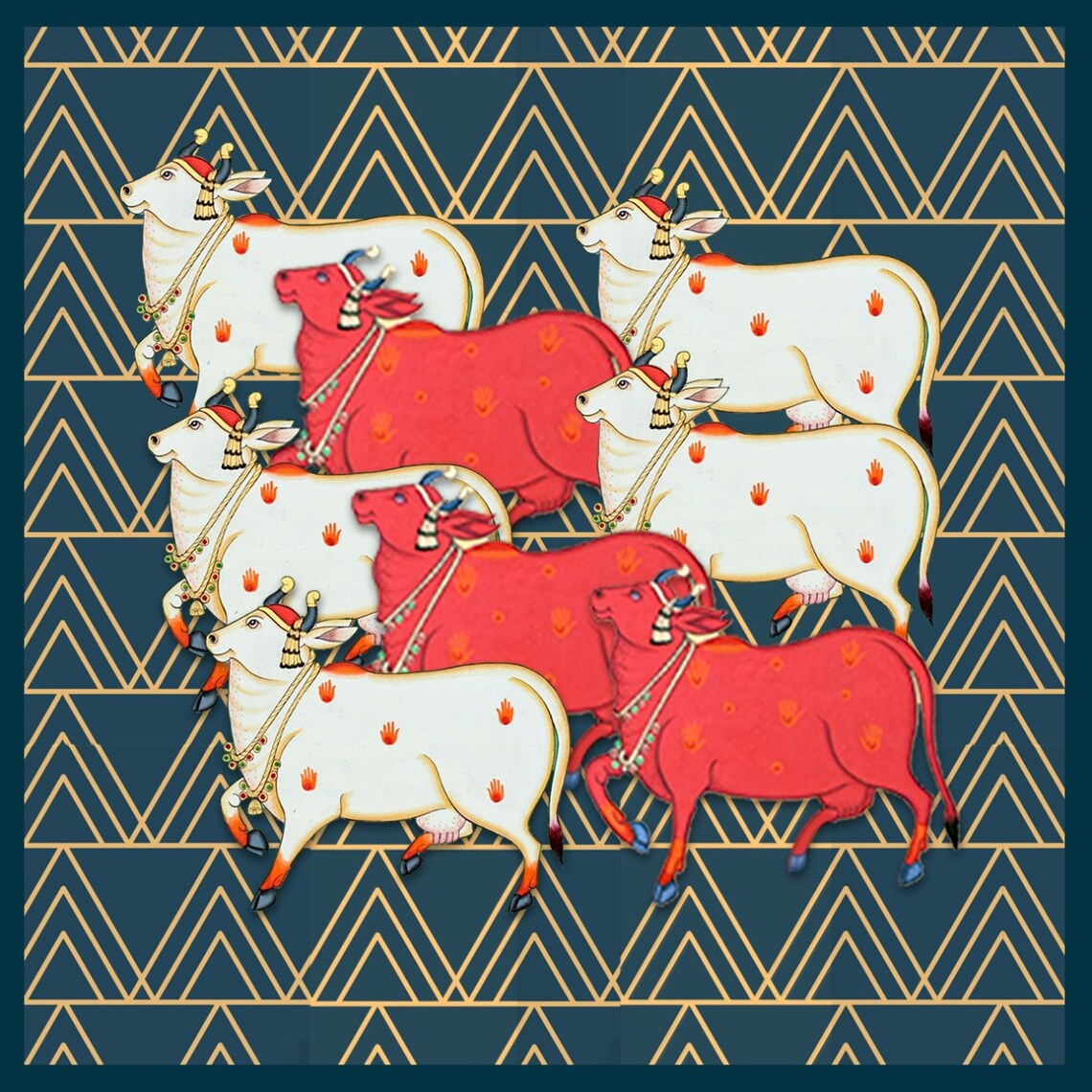 Pichwai Painting Cows hand painted pair of cows decorative | Etsy