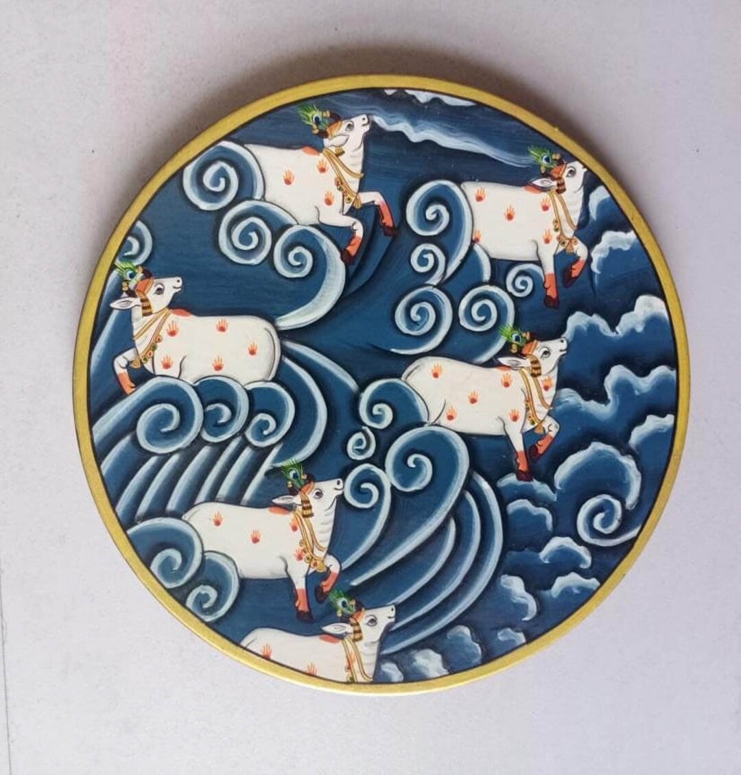 Decorative Pichwai Wooden Plates for Home Decoration Pichwai Painting ...