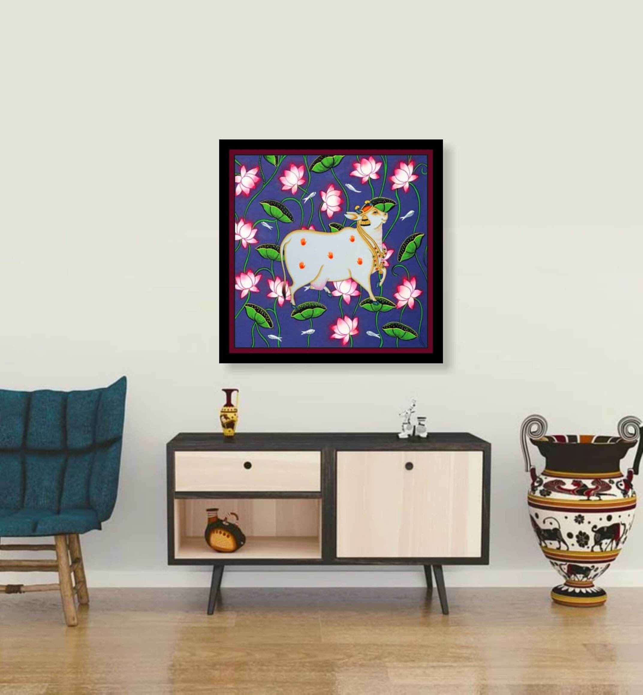 Wall Painting, Indian Cow Painting, Animal Painting, Pichwai Painting ...