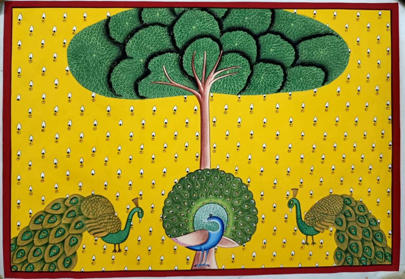 Pichwai Painting of Peacock and Tree Indian Art Traditional - Etsy