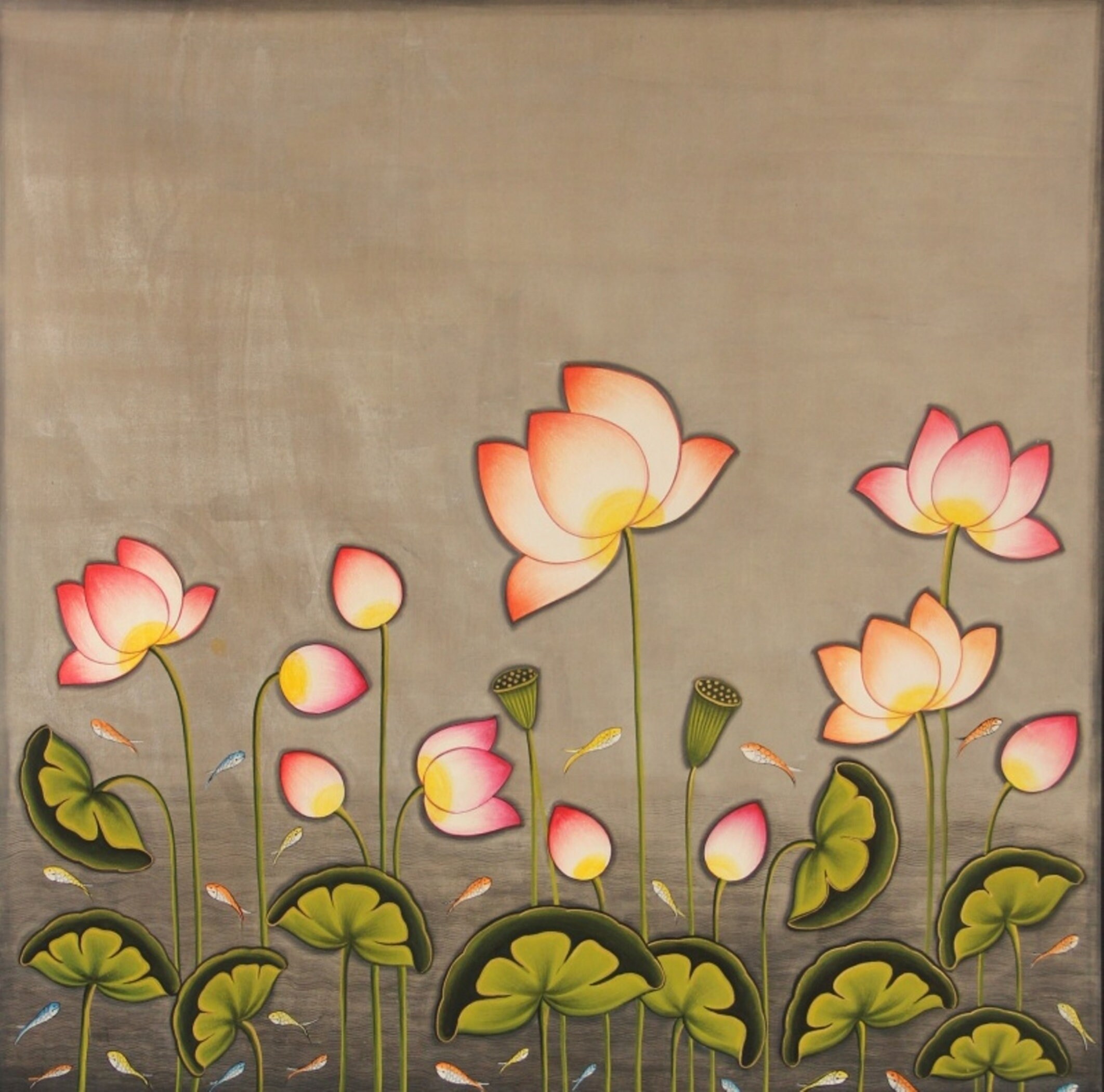 Pichwai Painting Kamal Talai Painting on Cloth Hand Painted Art - Etsy