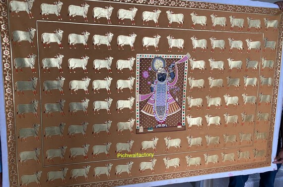 Pichwai Painting Darshan of Shrinathji Real Gold Foil Work - Etsy