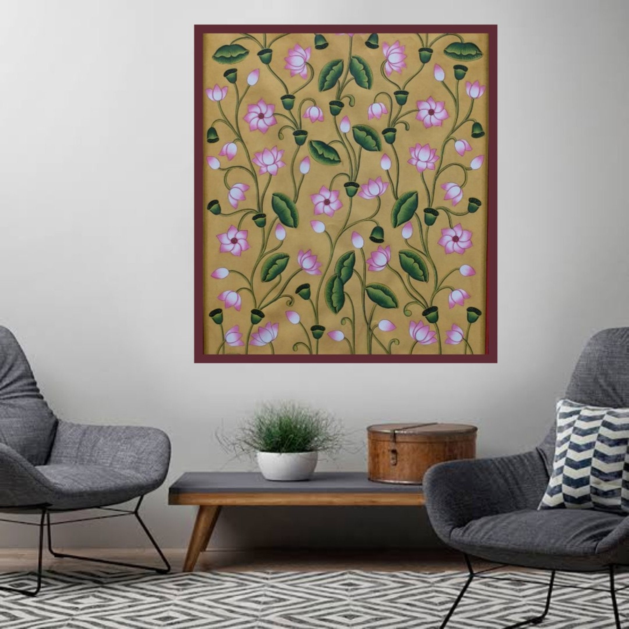 Traditional Kamal Talai Yellow Indian Pichwai Painting Home - Etsy