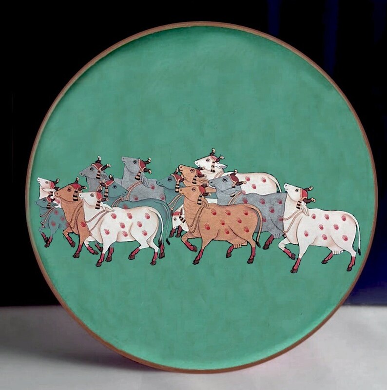 Pichwai Hand Painted Wooden Plates for Home Decoration - Etsy