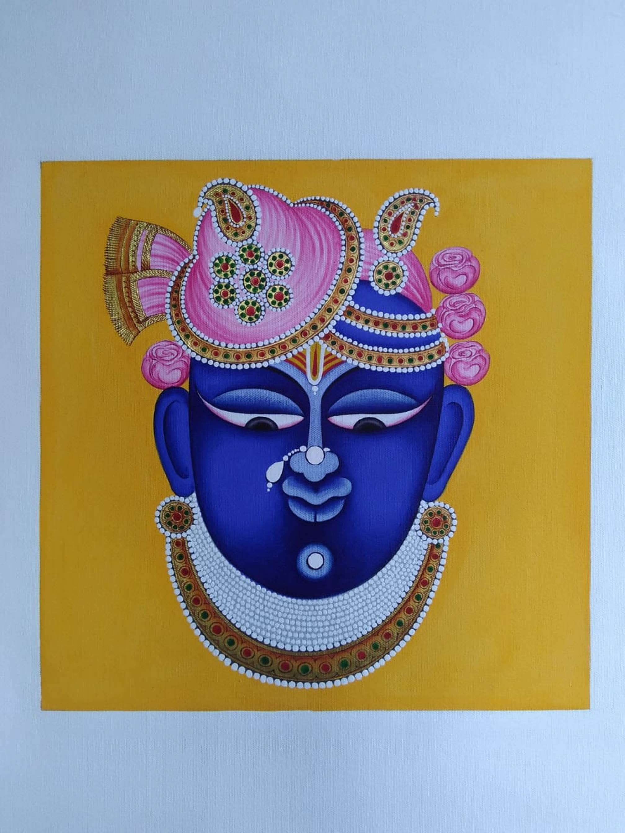 Shrinathji Pichwai Painting Mukharvind on Canvas Real Gold Work - Etsy UK